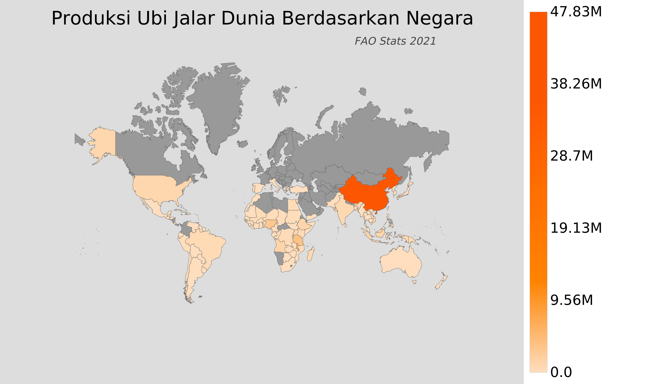 Produksi Ubi Jalar Dunia Berdasarkan Negara